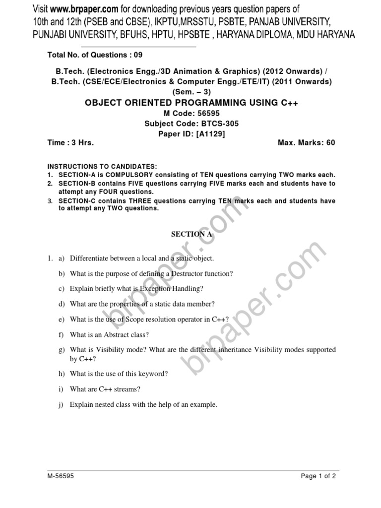 OOP (3rd) May2018 | PDF | C++ | Class (Computer Programming) OOP (3rd) May2018 | PDF | C++ | Class (Computer Programming)