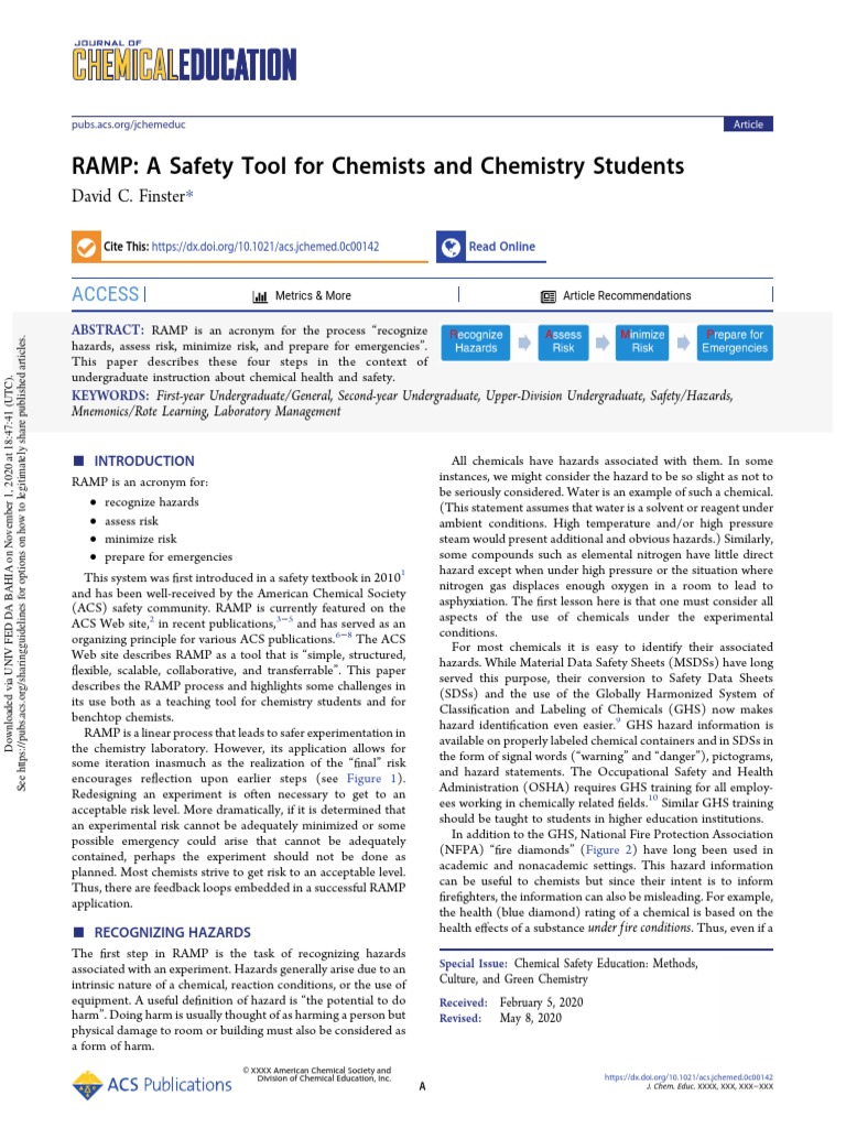 RAMP - A Safety Tool For Chemists and Chemistry Students | PDF ...