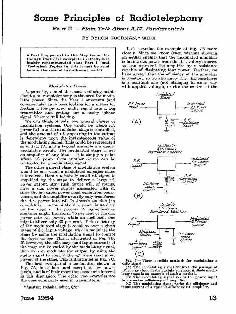 Arrl - QST Magazine - Principles of Radiotelephony - Part 2 (1954) | PDF