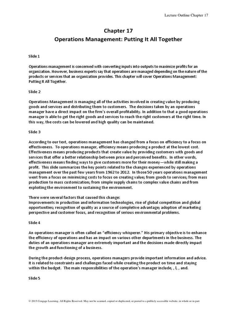 Chapter 17 - Part 1 Transcript | PDF | Profit (Economics) | Operations Management