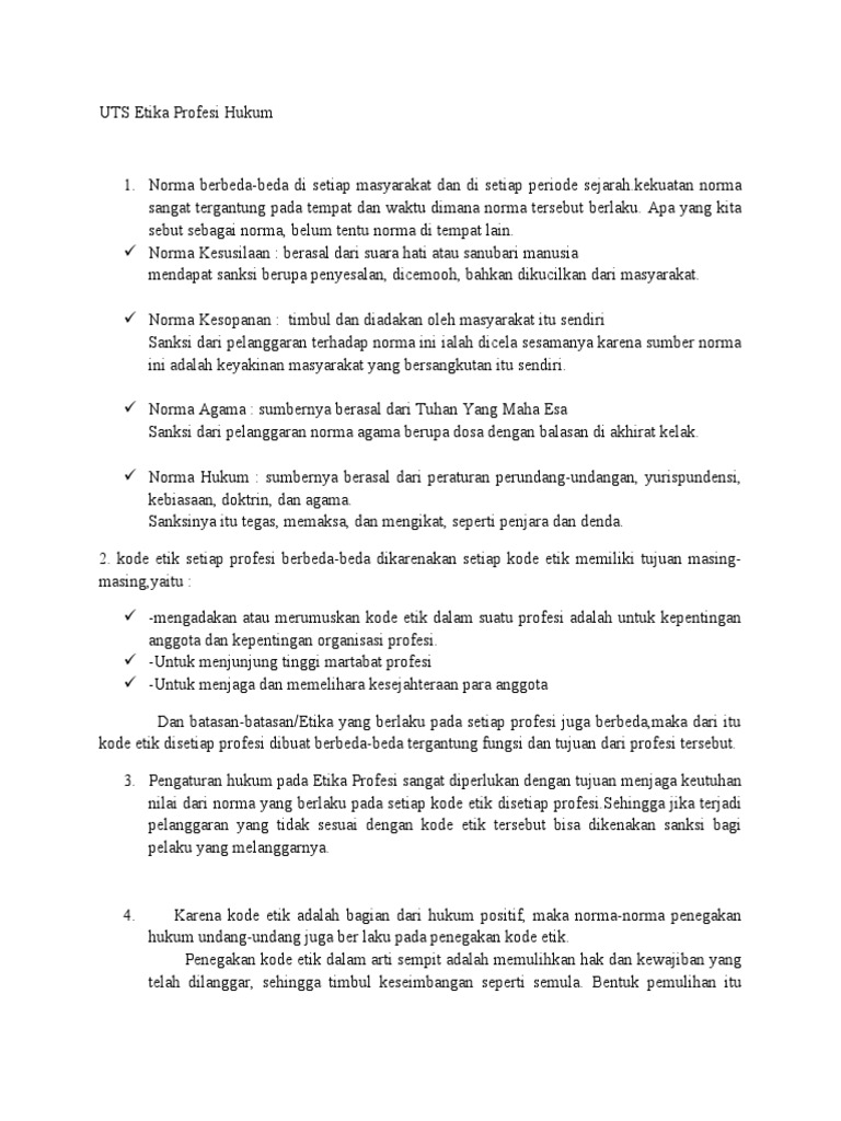 UTS Etika Profesi Hukum | PDF
