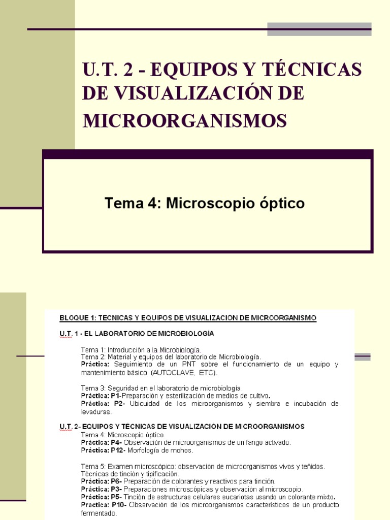 Partes y funciones del microscopio | PDF | Ultravioleta | Óptica