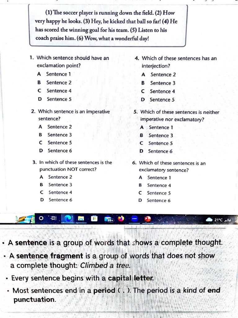 Sentence, Question, Exclamation and Command | PDF | Question | Writing