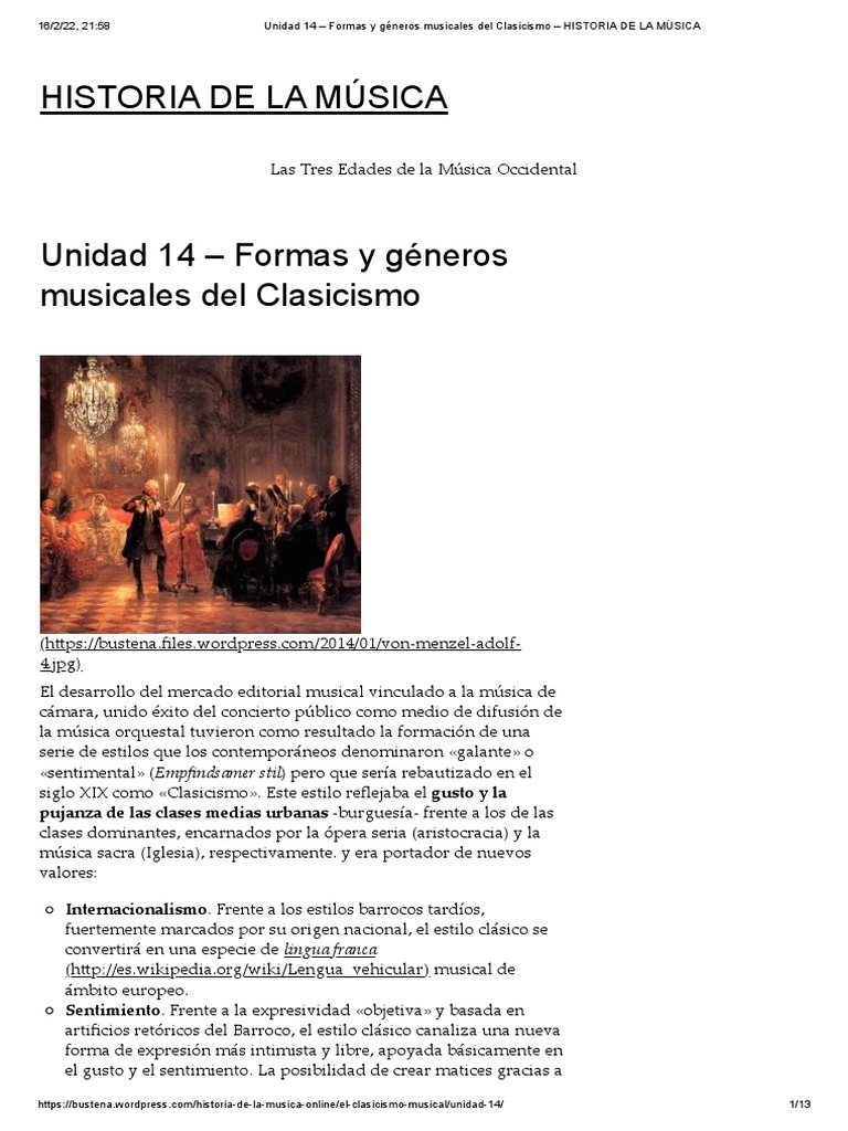 Clasicismo | PDF | Periodo Clásico (Música) | Sinfonía