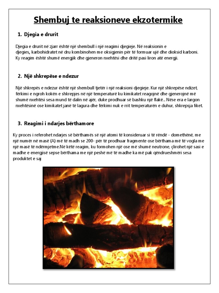 Shembuj Te Reaksioneve Ekzotermike | PDF