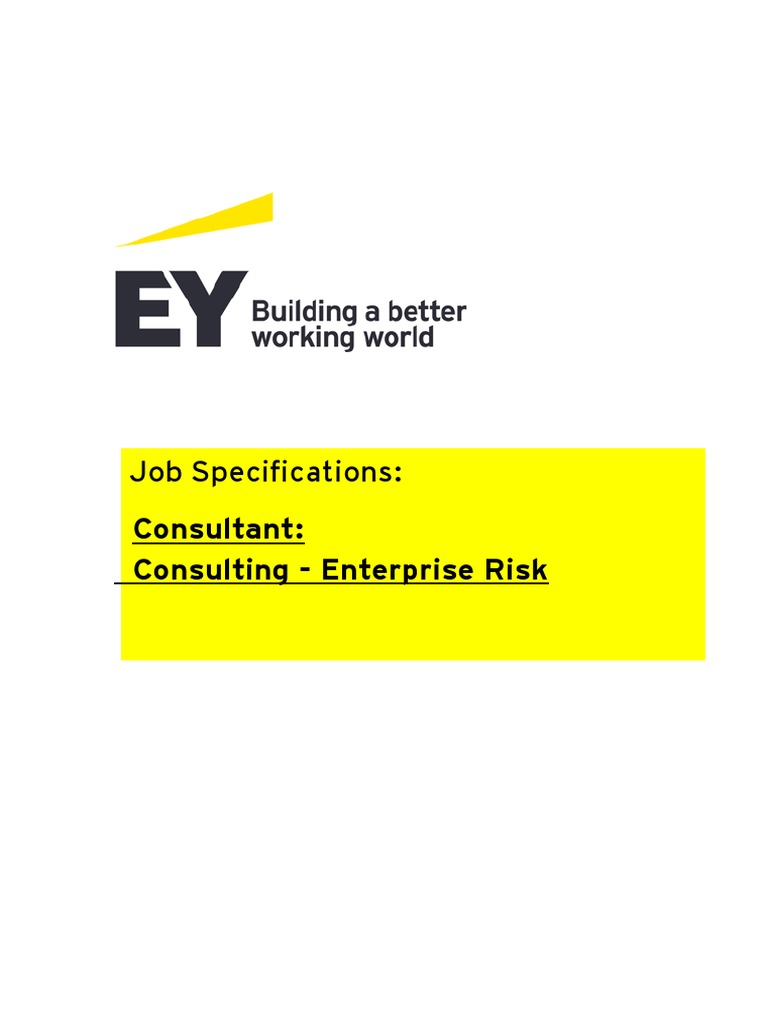 JD - Ernst & Young - Consultant - Enterprise Risk | PDF | Risk | Business