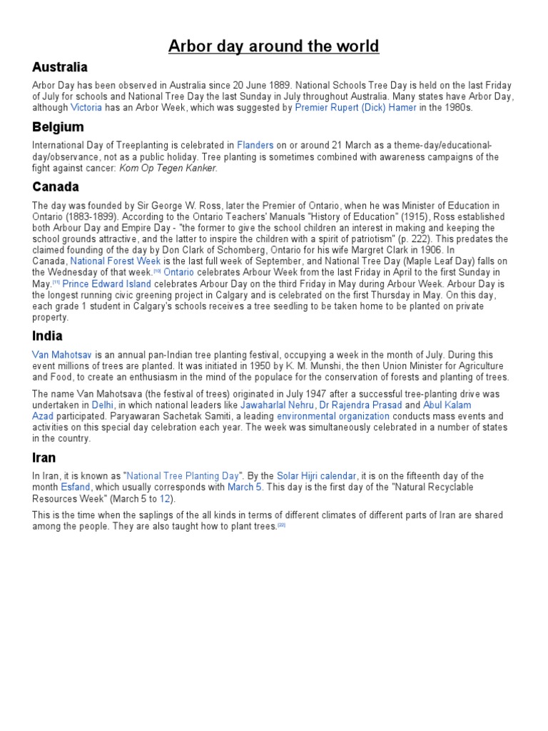 Global Arbor Day Celebrations Explained | PDF | Botany | Natural ...