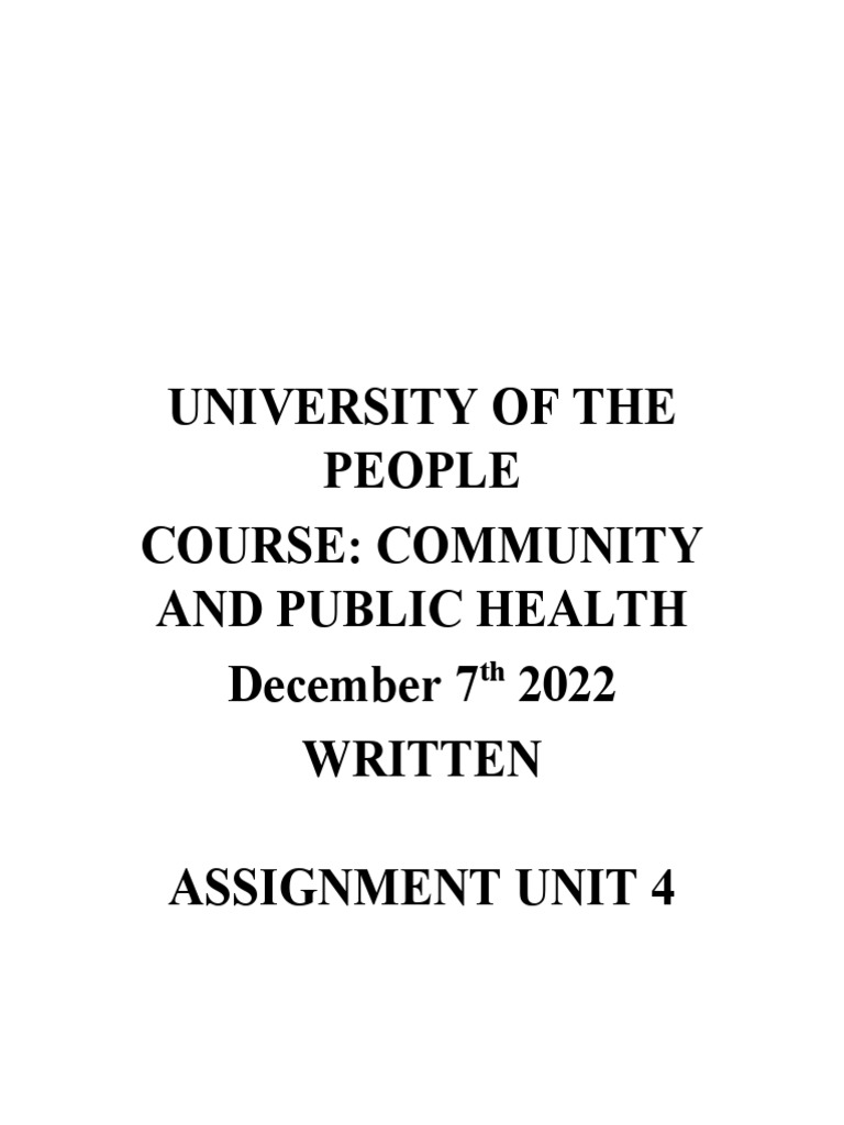 Written Assignment Unit 4 Health Science | PDF | Built Environment ...