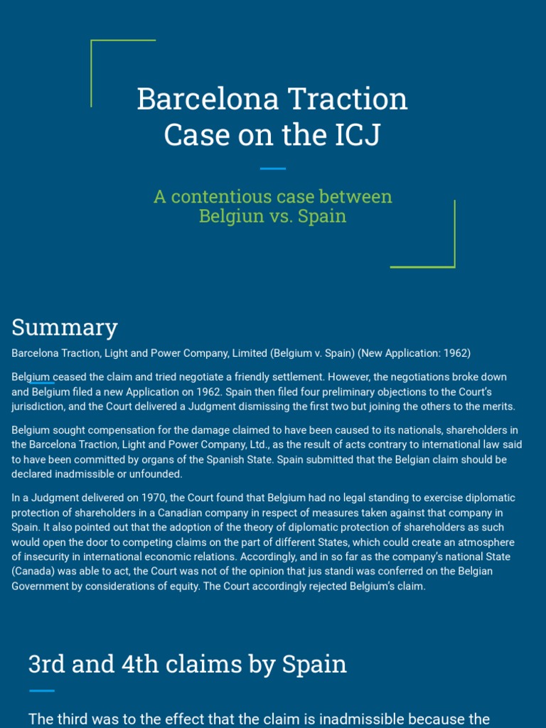 Barcelona Traction Case | PDF | International Law | Justice