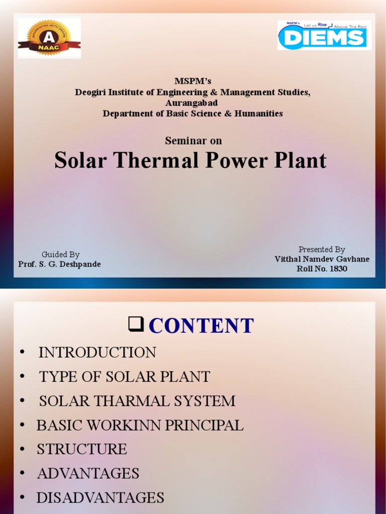 An Overview of Solar Thermal Power Plants: Working Principles, Types, Advantages, Challenges and ...