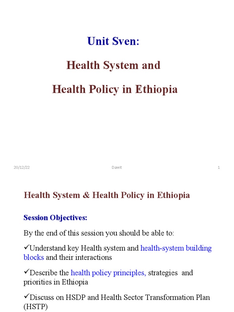 Ethiopian Health Systems and Policy | PDF | Health Care | Health System