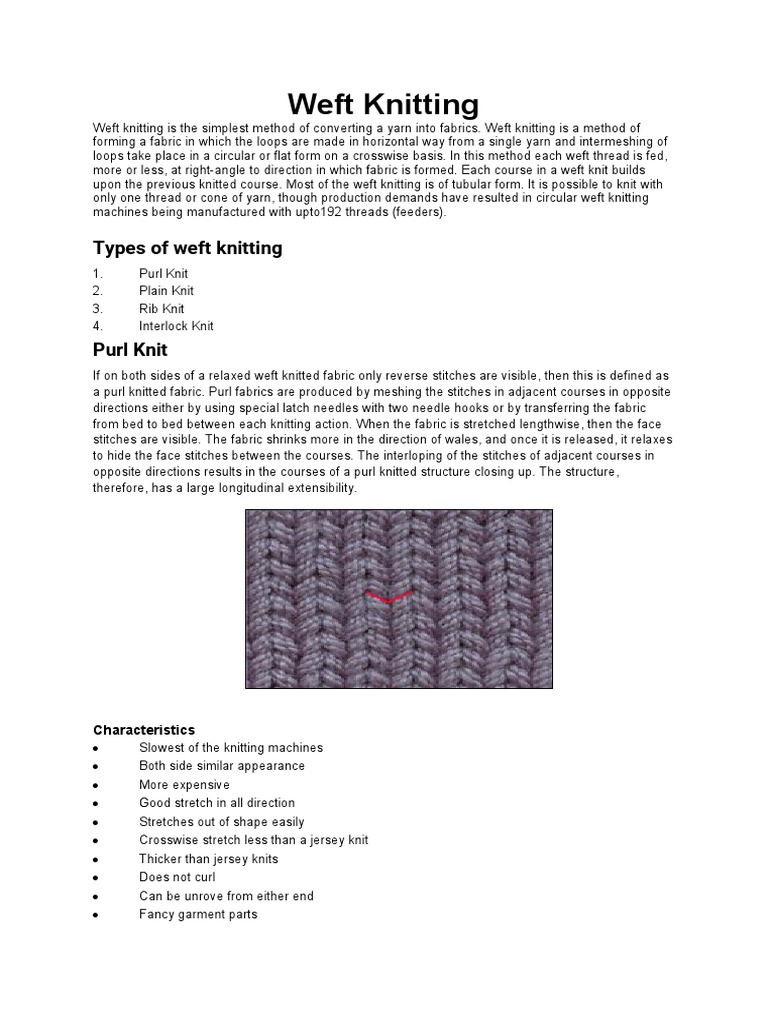 Weft Knitting | PDF | Knitting | Yarn