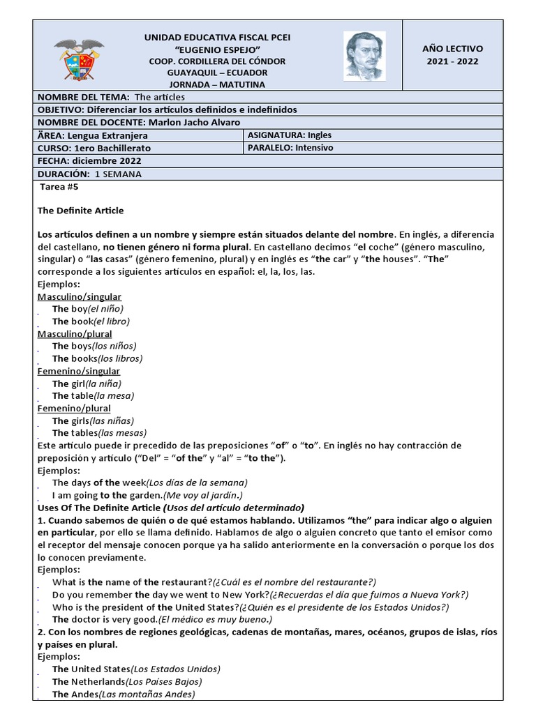 Tarea #5 1ero Bachillerato Lengua Extranjera 2P 2Q | PDF | Lingüística | Idiomas