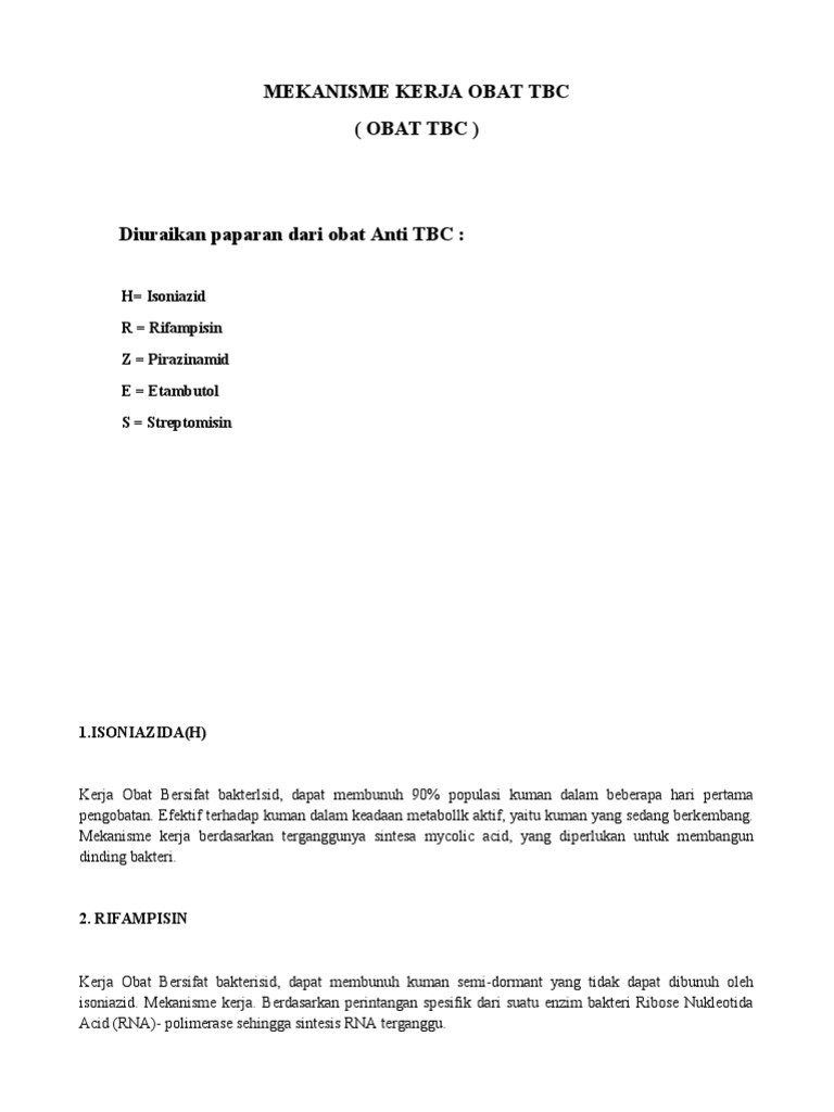 Mekanisme Kerja Obat TBC | PDF