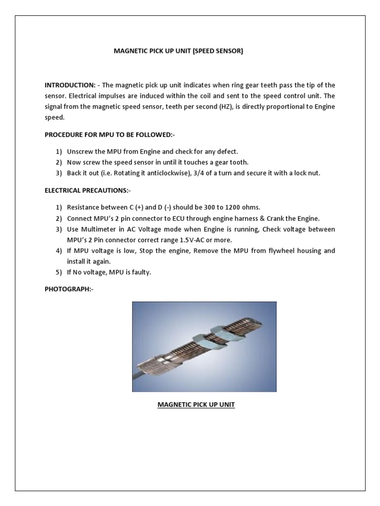 Magnetic Pickup Unit Testing Guide | PDF