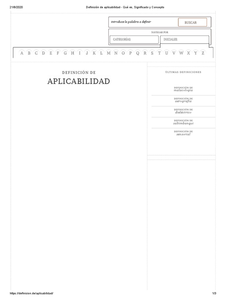 Definición de Aplicabilidad - Qué Es, Significado y Concepto | PDF