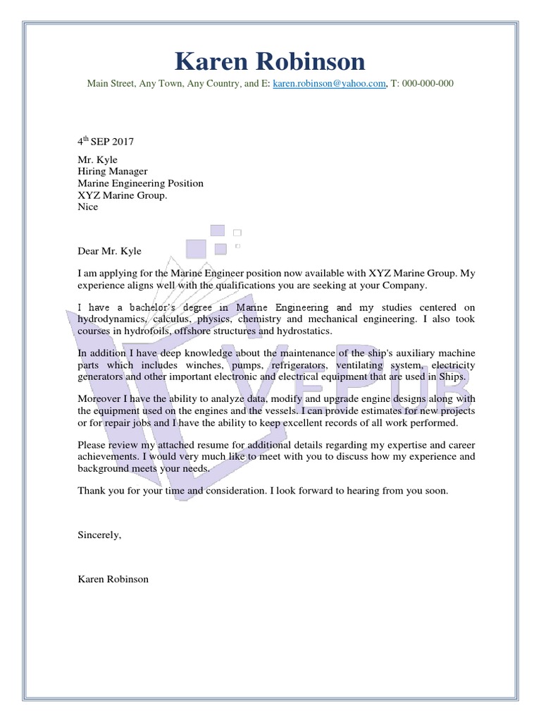 Marine Engineering Coverletter | PDF