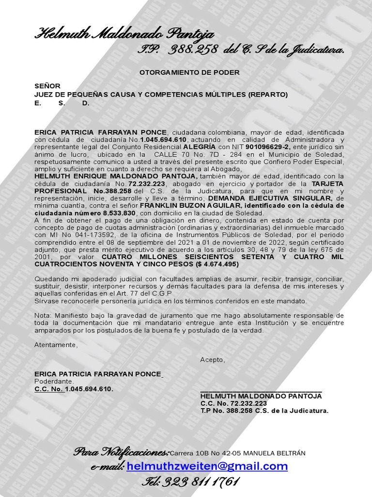 Buzon Franklin Otorgamiento de Poder | PDF | Juez | Gobierno