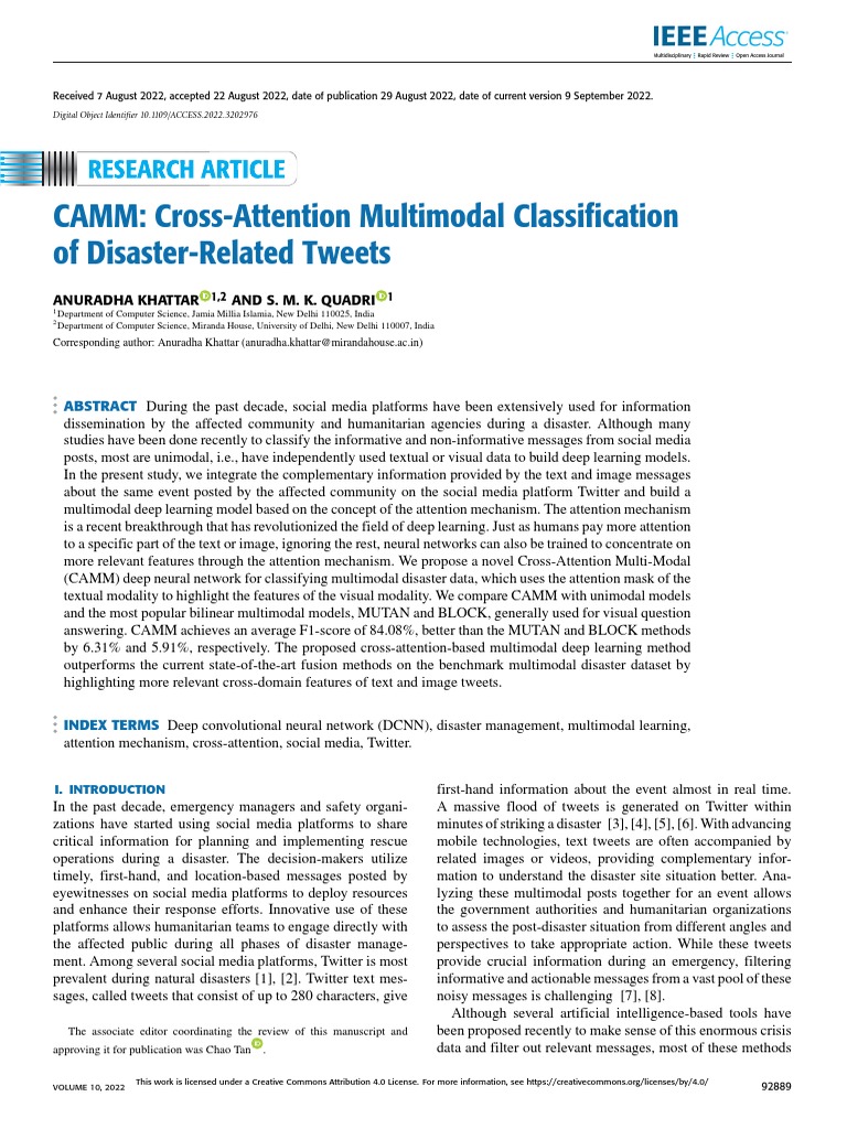5 CAMM Cross-Attention Multimodal Classification of Disaster-Related Tweets | PDF | Receiver ...
