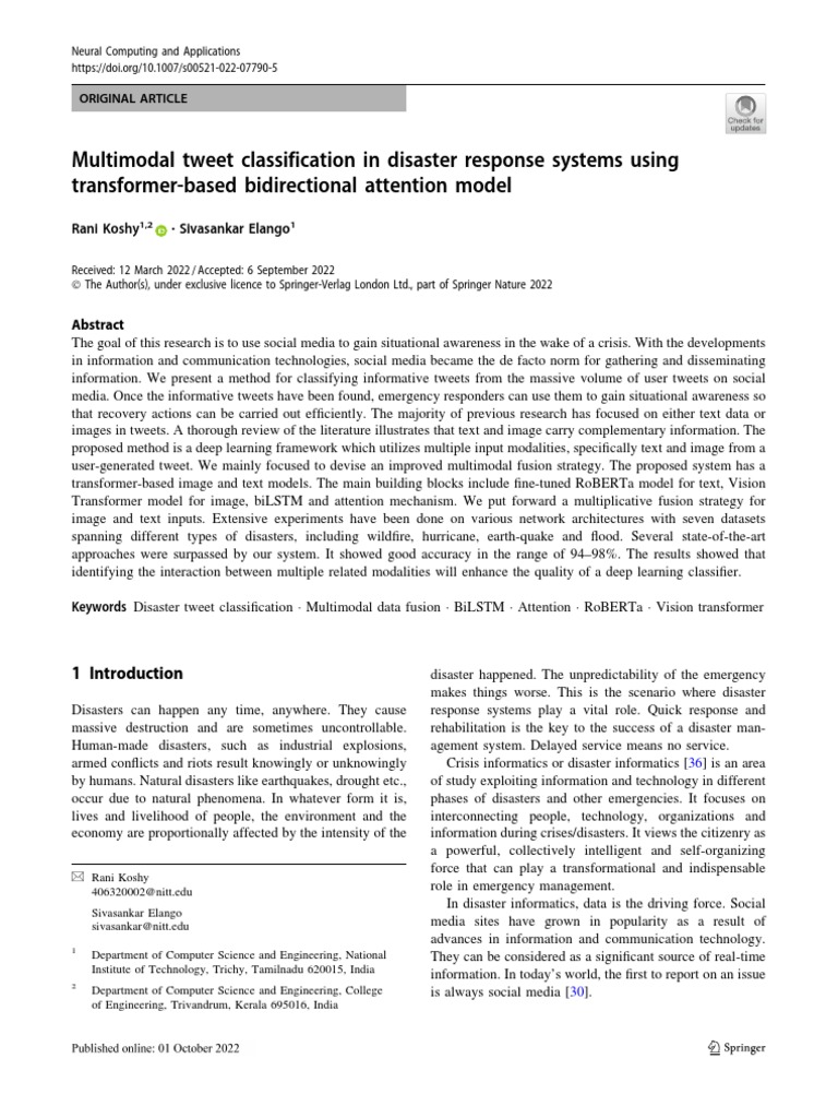 Multimodal Tweet Classification in Disaster Response Systems Using Transformer-Based ...