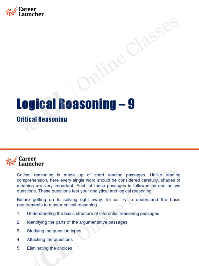 UG LR-09 Critical Reasoning | PDF | Argument | Reason