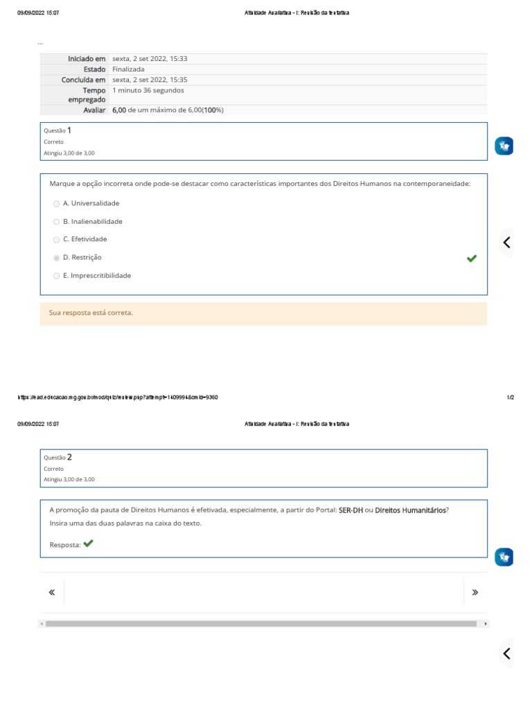 Atividade Avaliativa - I - Revisão Da Tentativa | PDF