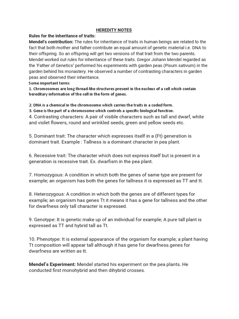 Heredity Notes | Download Free PDF | Sex | Dominance (Genetics)