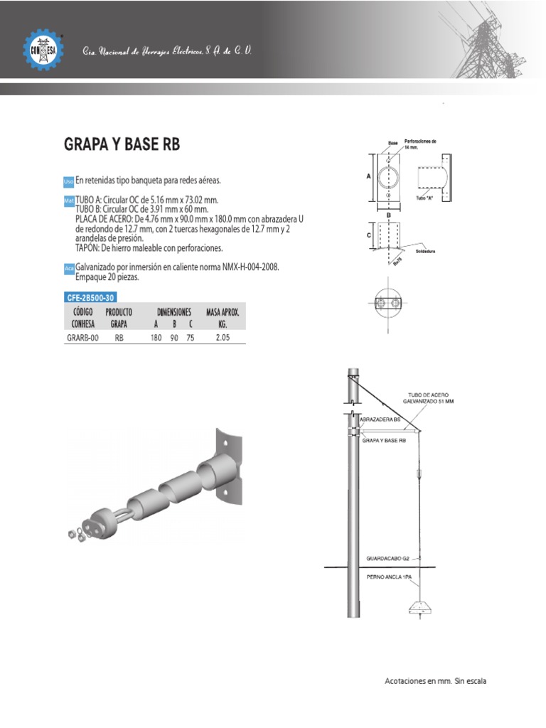 Hoja Tecnica Grapa y Base RB | PDF