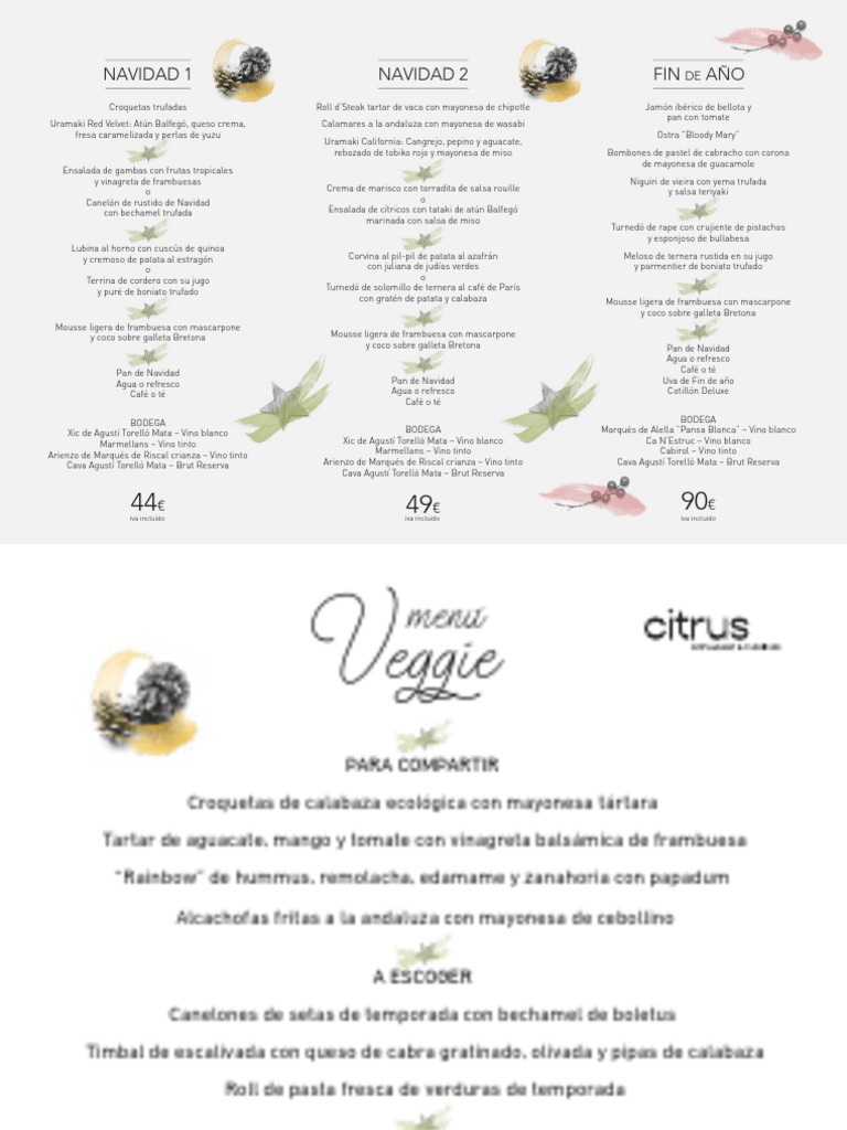 Menú de Navidad 2023 en Restaurante | PDF | Cocinando | Ingredientes de ...