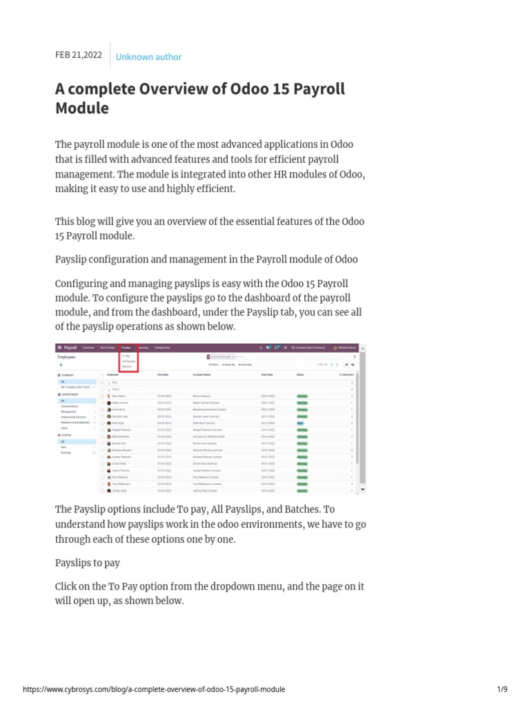 A Complete Overview of Odoo 15 Payroll Module | PDF | Paycheck ...