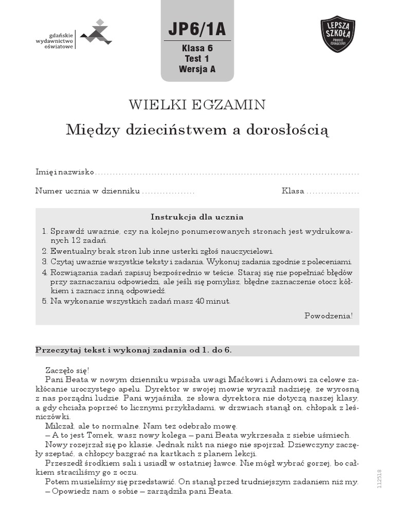 Między Dzieciństwem A Dorosłością: Wielki Egzamin | PDF