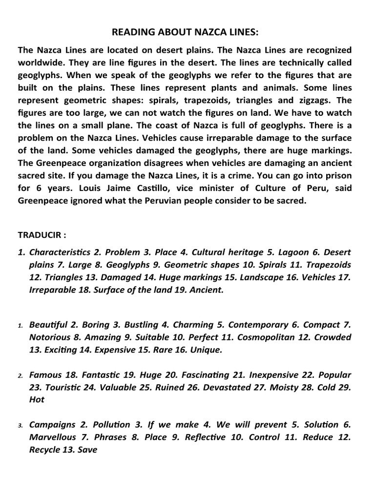 Reading About Nazca Lines | PDF