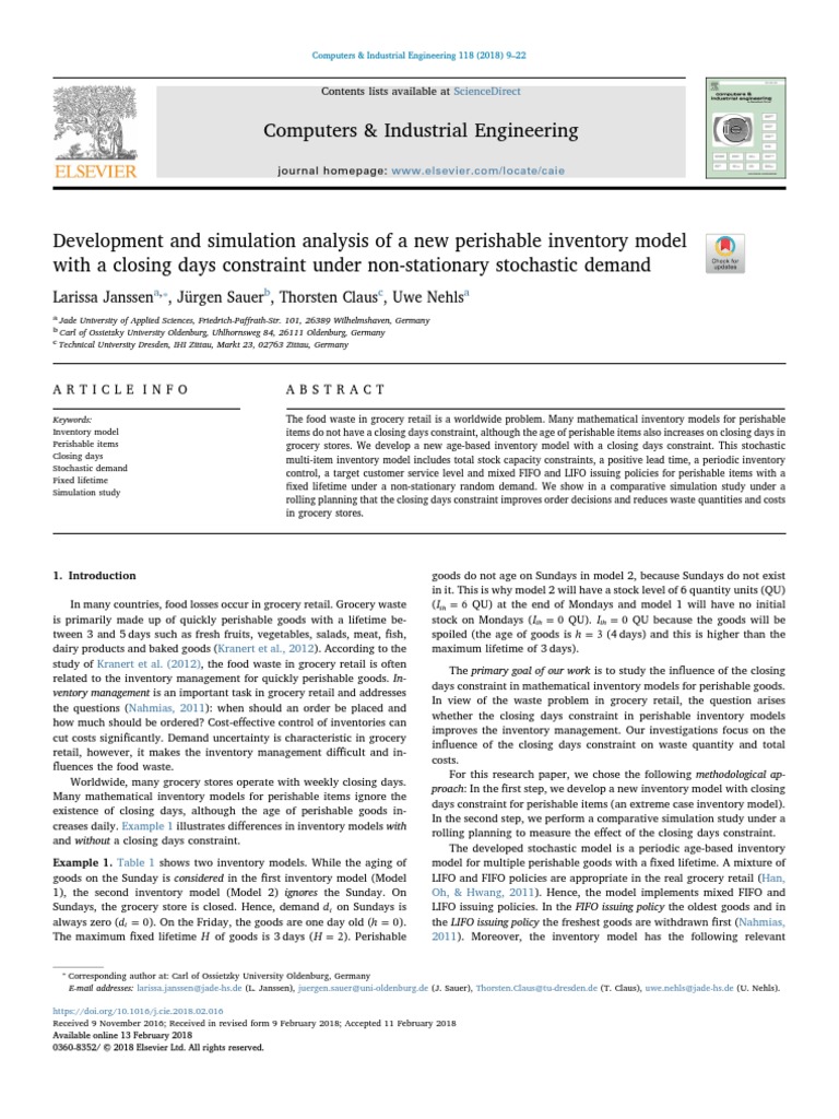 Development and Simulation Analysis of A New Perishable I 2018 Computers I | PDF | Inventory ...