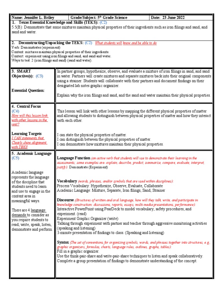 Briley Edtpa Lesson Plan Guide LPG | PDF | Educational Assessment ...