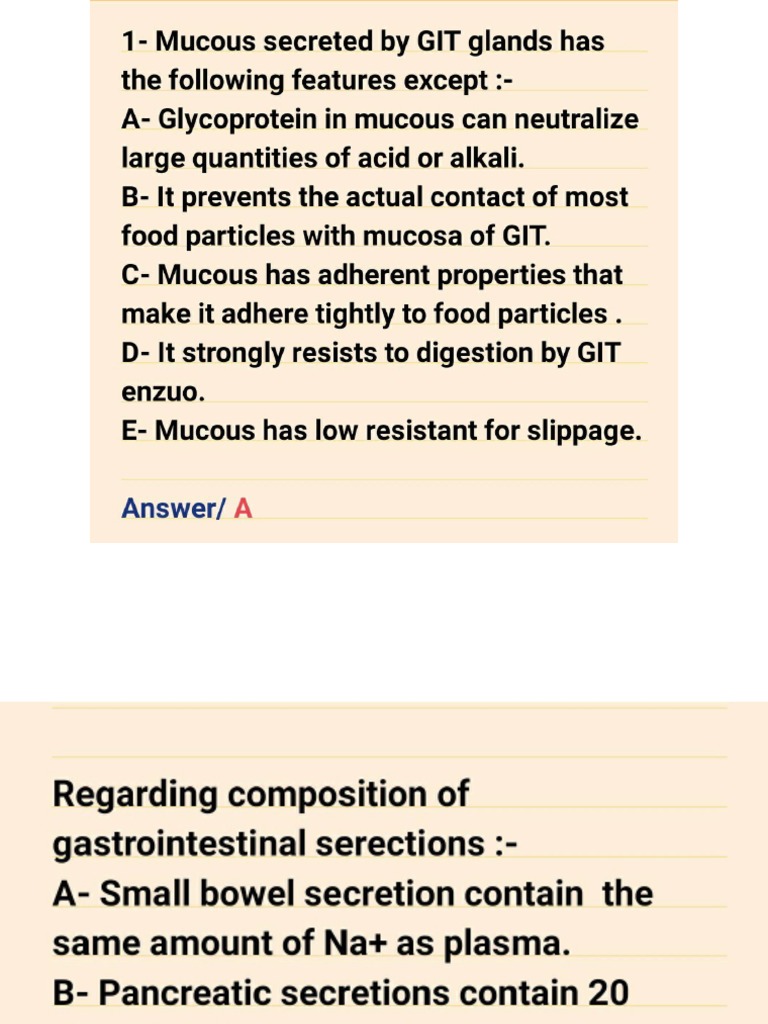 GIT Physiology MCQ | PDF