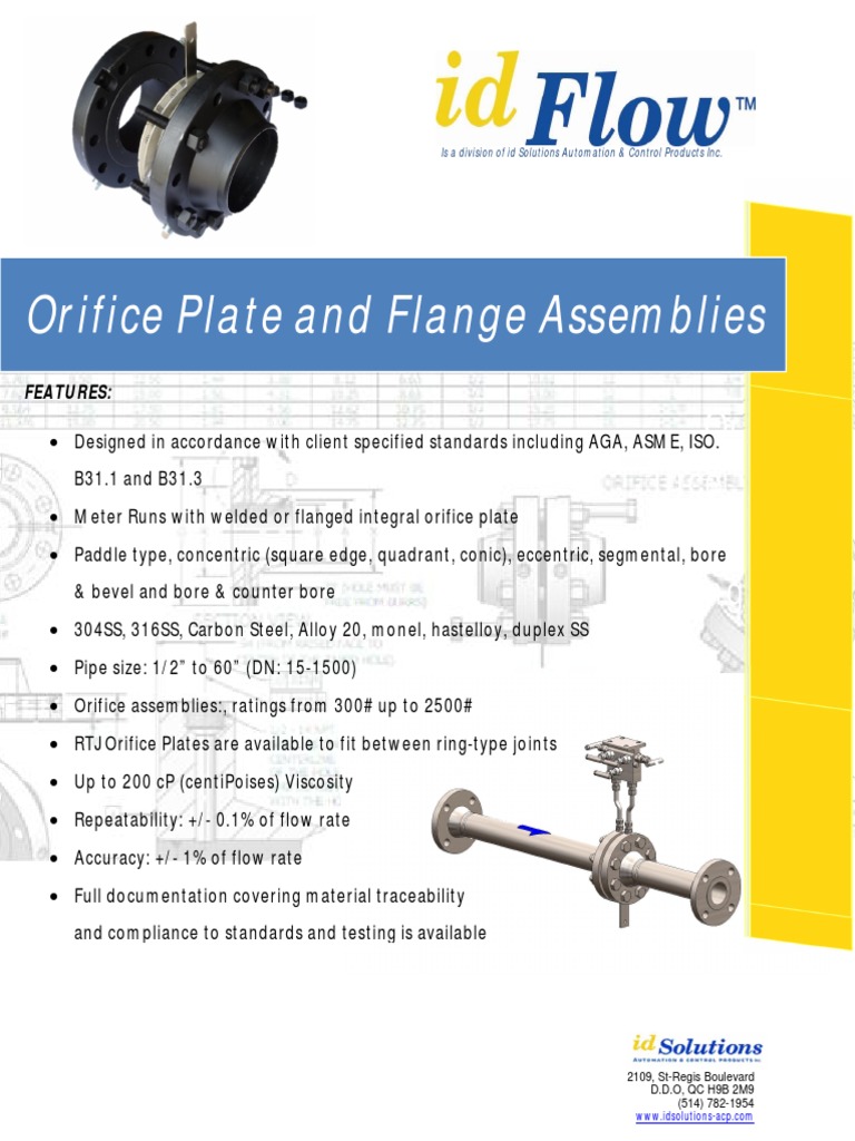 Orifice Plate and Flange Assemblies: or Ifice Plate Flang e S | PDF | Pipe (Fluid Conveyance ...