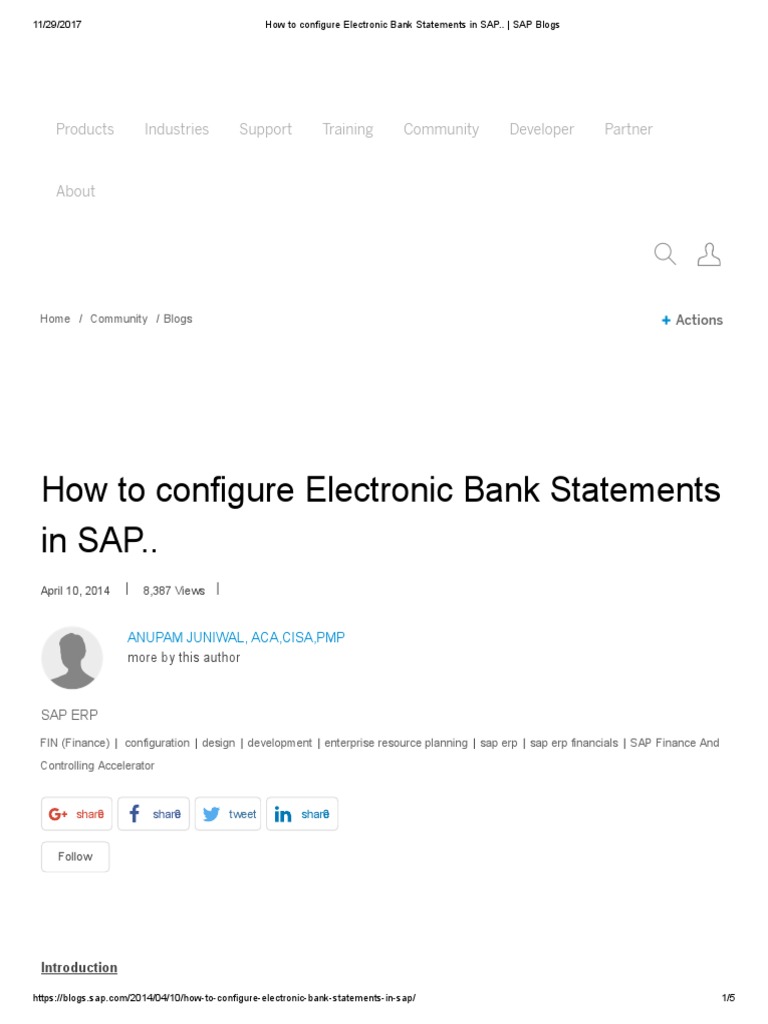 Sap Electronic Bank Statement Configuration – OVNI