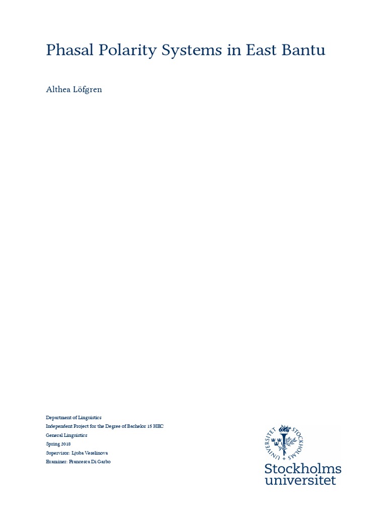 Phasal Polarity Systems in East Bantu | PDF