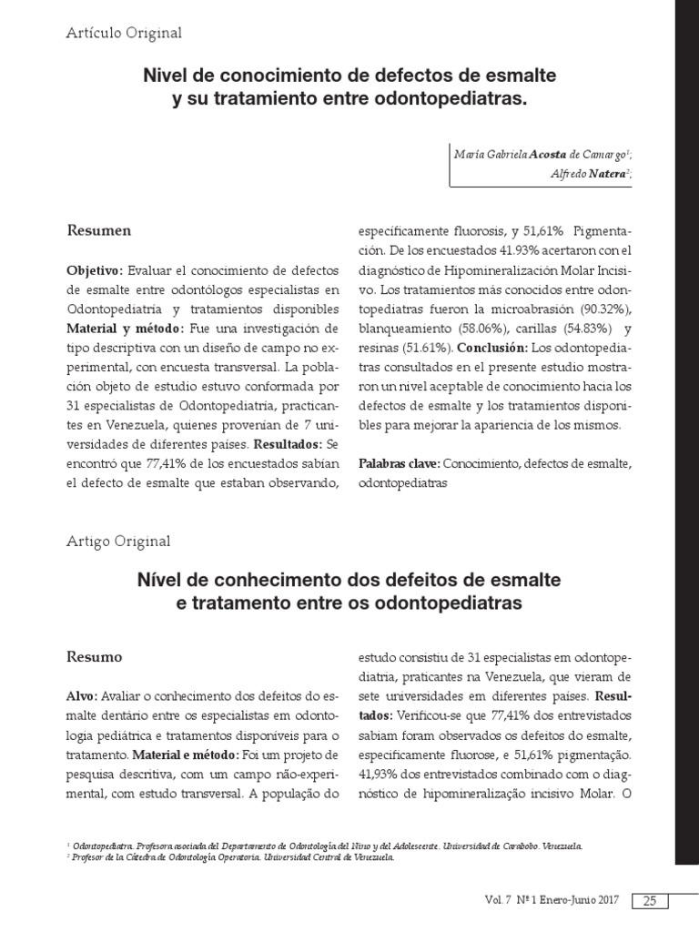 Nivel de Conocimiento de Defectos de Esmalte | PDF | Especialidades ...