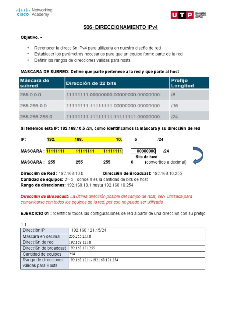 S06-Ejercicios de Direccionamiento | PDF