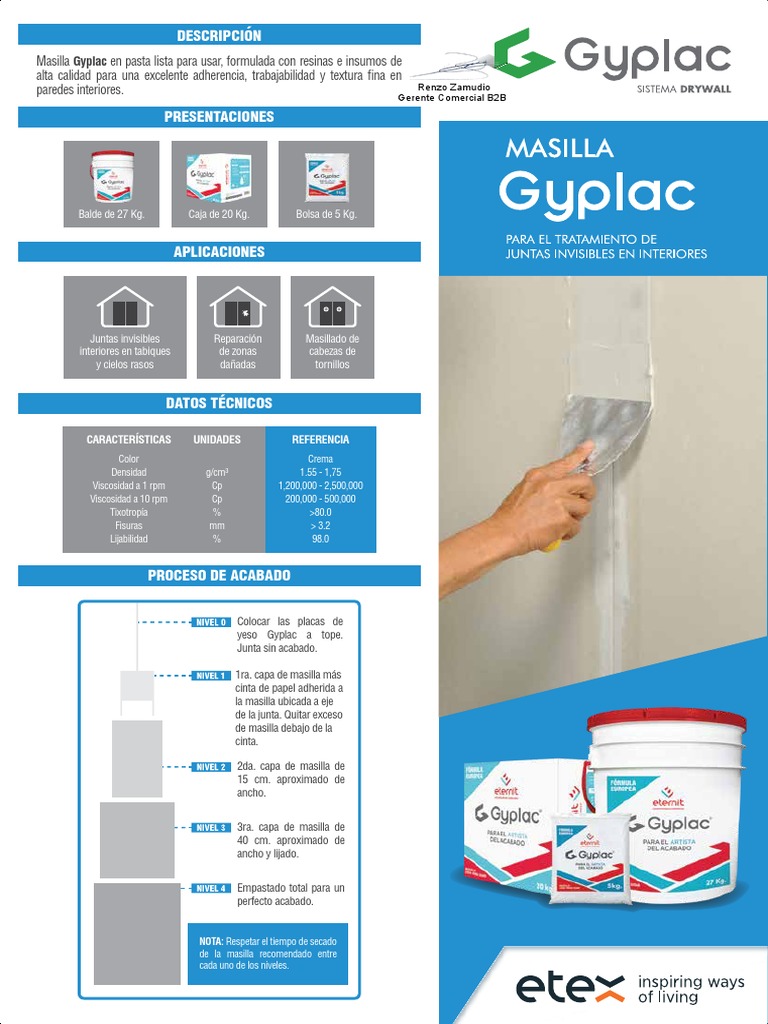 Masilla Gyplac para Acabados Interiores | PDF