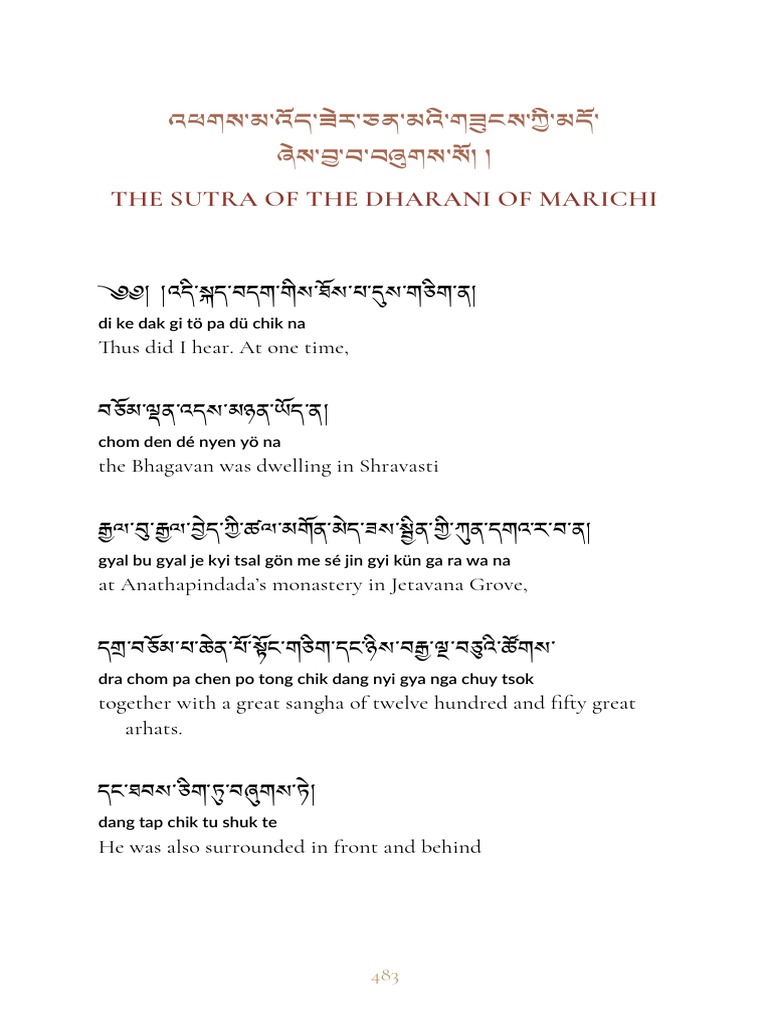 The Sutra of The Dharani of Marichi | PDF