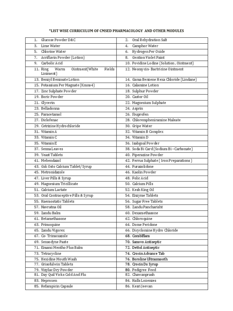 Essential Medicines and Uses List | PDF | Tablet (Pharmacy) | Topical ...