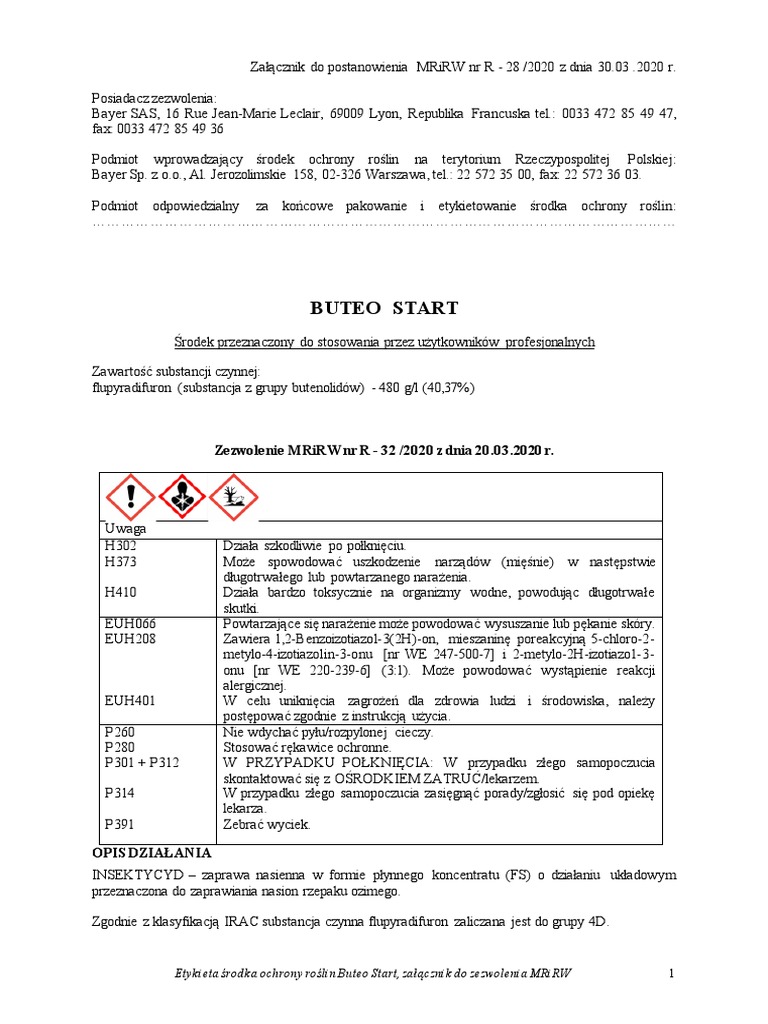 Buteo Start Etykieta | PDF