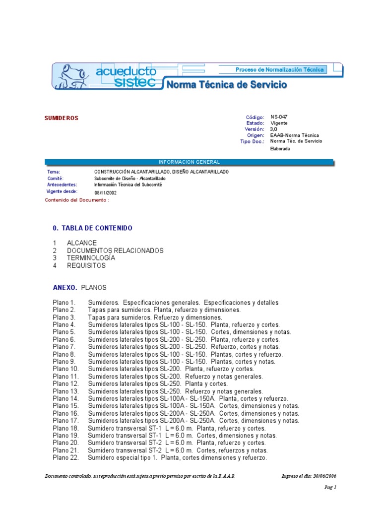 Sumidero EAAB.3.0 | PDF | Alcantarillado