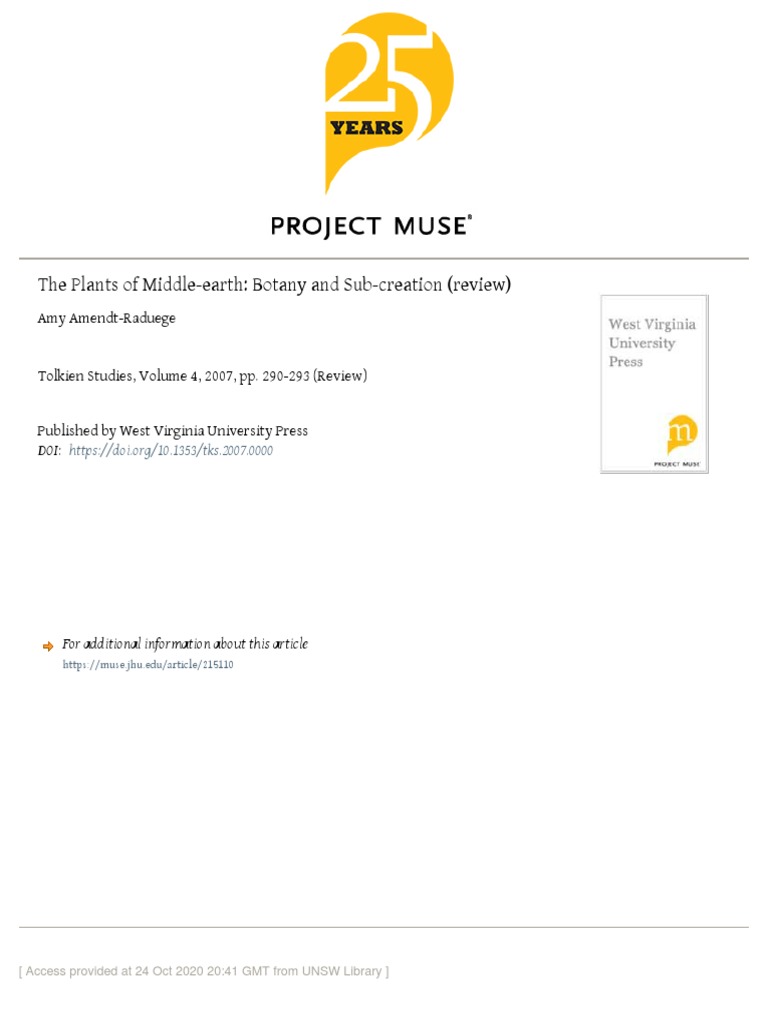 The Plants of Middle-Earth: Botany and Sub-Creation (Review) | PDF ...