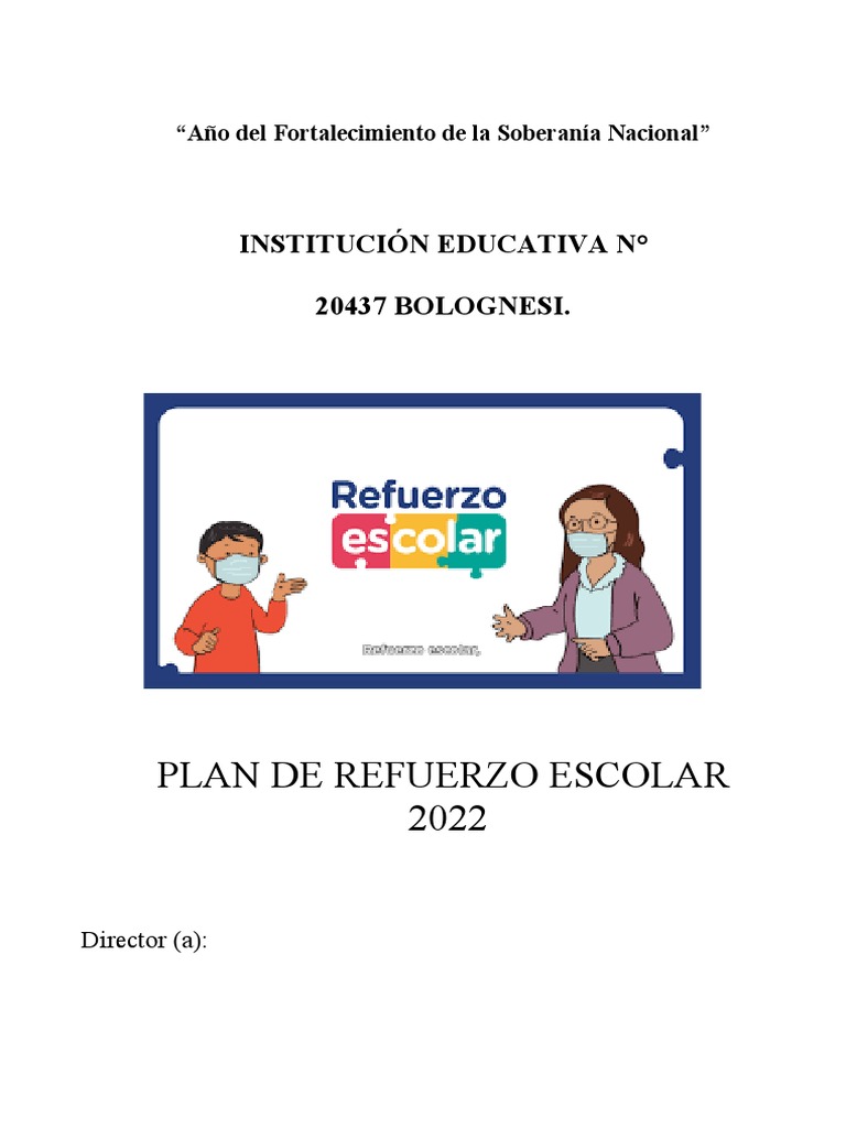 PROPUESTA DE PLAN DE REFUERZO ESCOLAR. I.E 20437 BOLOGNESI AGOSTO - Diciembre | PDF | Evaluación ...