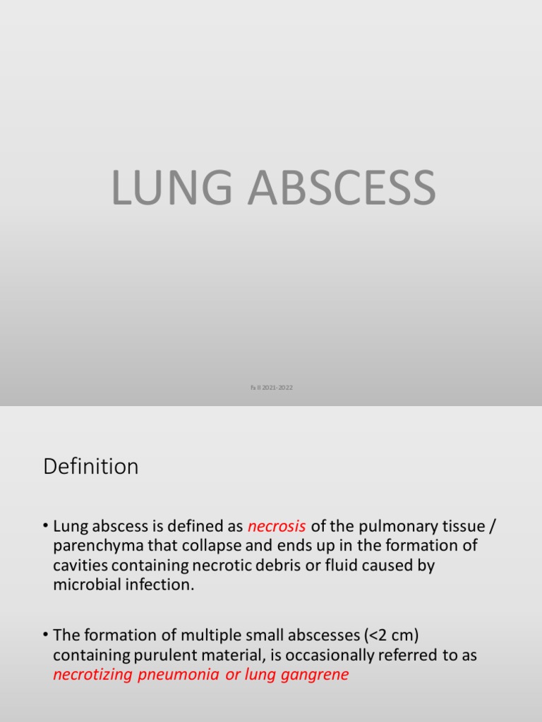 Lung abscess | PDF | Pneumonia | Lung
