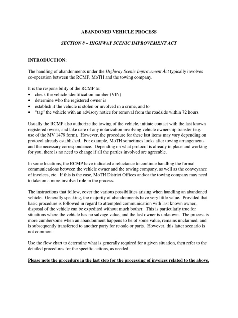 Abandoned Vehicle Process | PDF | Vehicles | Invoice