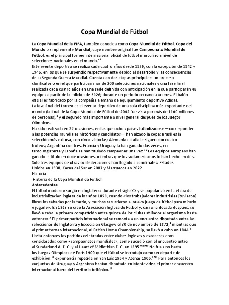 Copa Mundial | PDF | FIFA Copa del Mundo | Selección nacional de fútbol ...